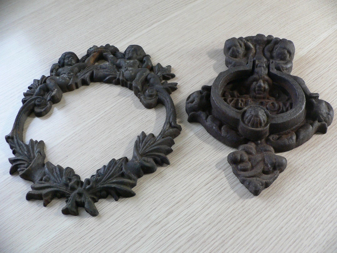 Vintage Cast Iron Door Knocker: Cherub Angel, North Wind Mask, 1930s - Etsy