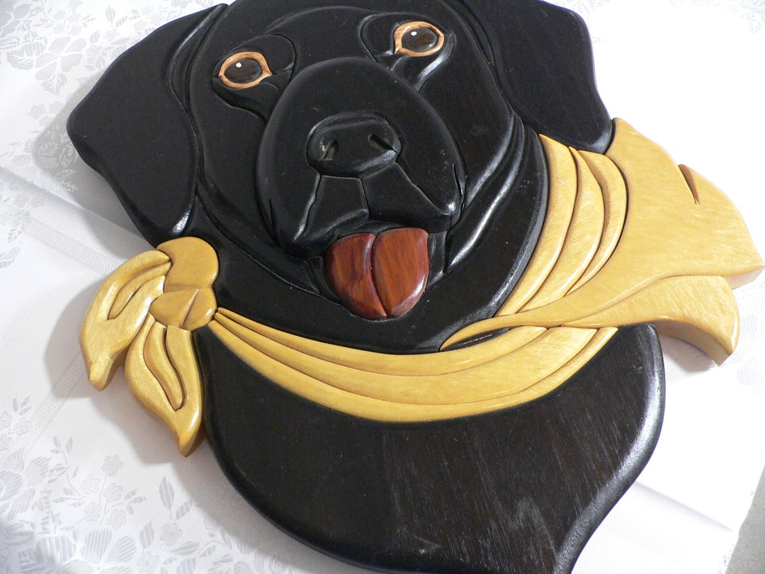 Vintage Black Labrador Retriever Intarsia Done to Original Pattern by ...