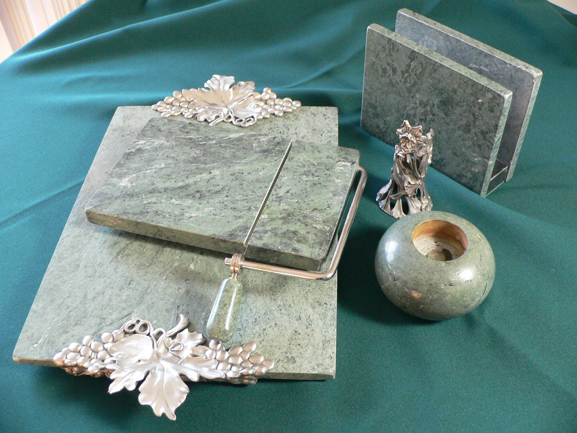 Vintage Seagull Pewter Grape Green Marble Cutting Board.marble | Etsy