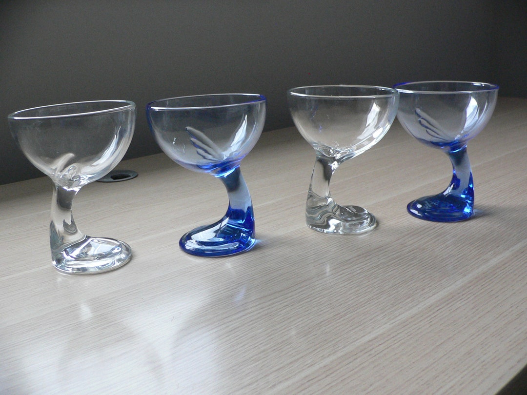 Vintage Bormioli Rocco Jerba Cocktail Bowls: Blue Italian Glassware ...
