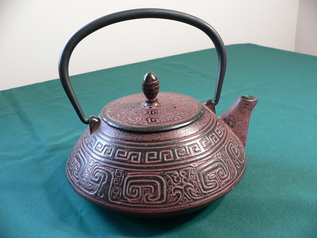 Vintage Japanese SHOGUN Design Cast Iron Large Teapot.red Cast Iron ...
