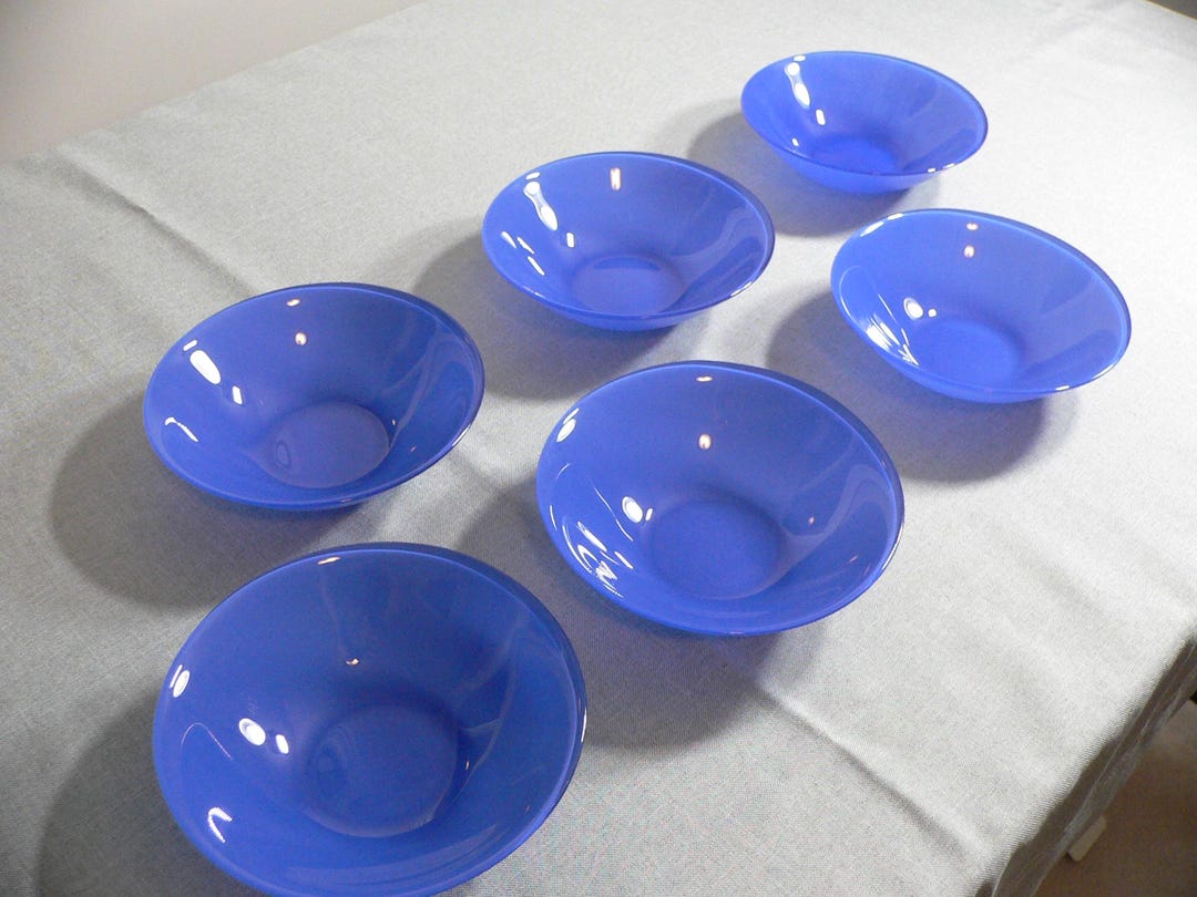 Vintage Arcoroc Arcopal ARC France Dark Blue Bowls Set of 6.retro ...