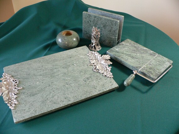 Vintage Seagull Pewter Grape Green Marble Cutting Board.marble | Etsy
