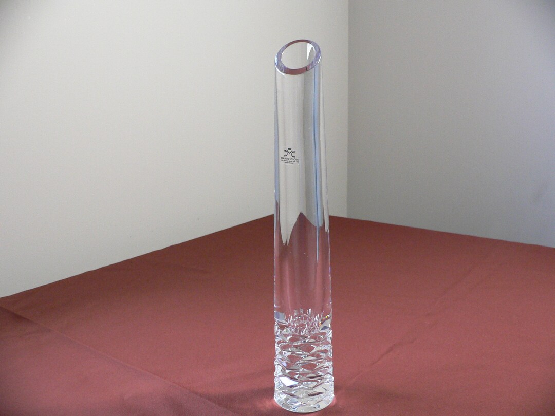 Vintage Mario Cioni Crystal Vase: Tall Diamond Cut Italian Design - Etsy