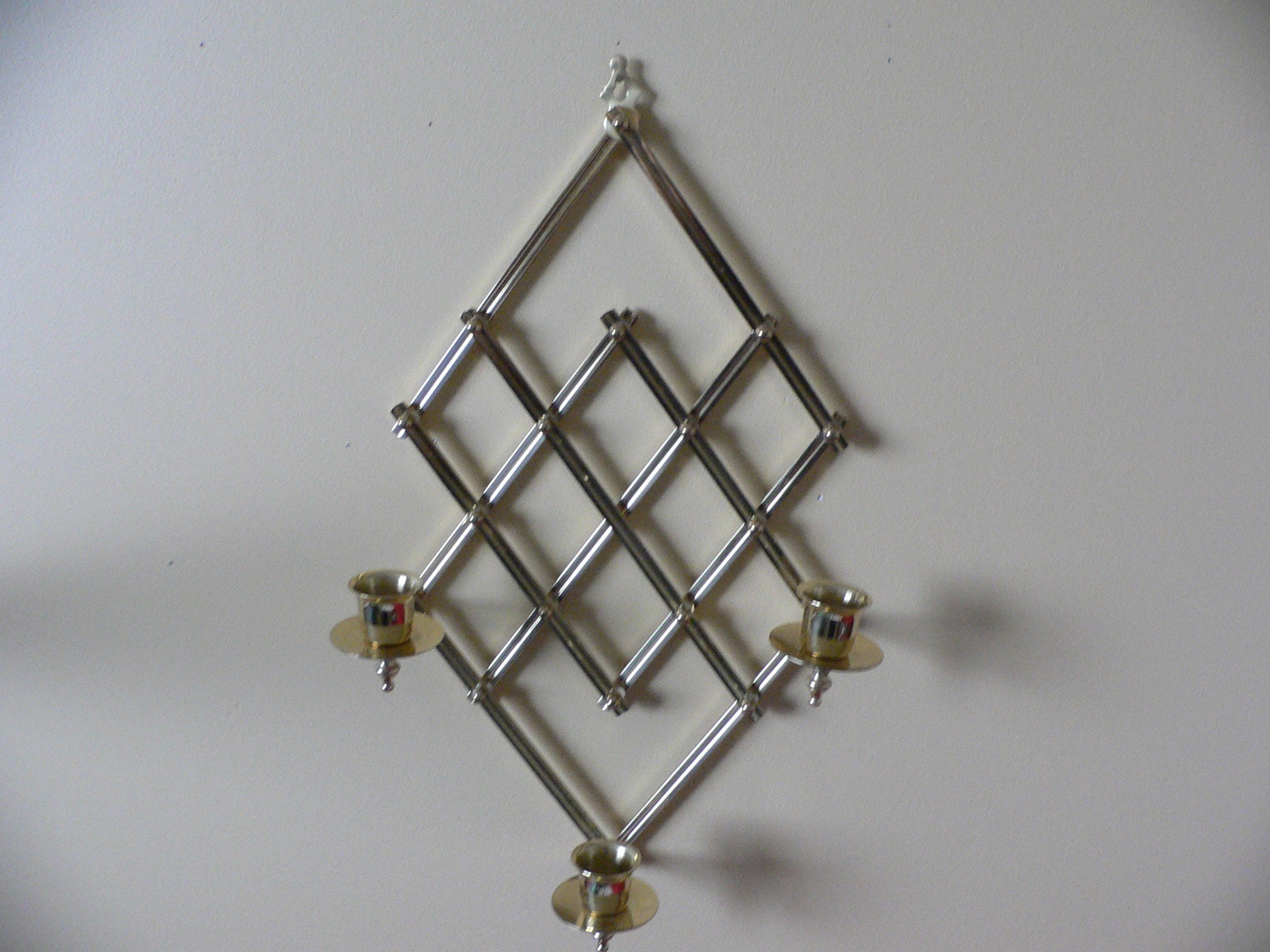 Vintage Brass Large Wall Mount Diamond Shape Sconce Candle - Etsy