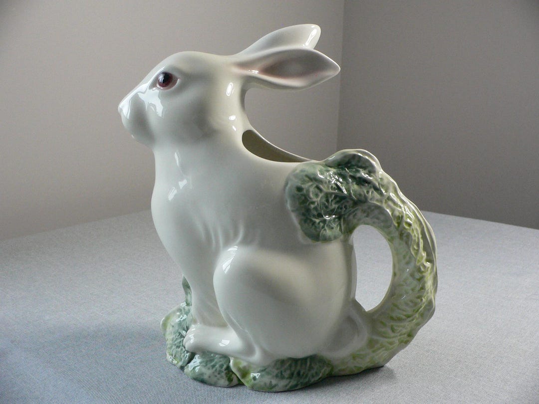 Vintage Pizzato Hand Made in Italy Ceramic Bunny Pitcher With Cabbage ...