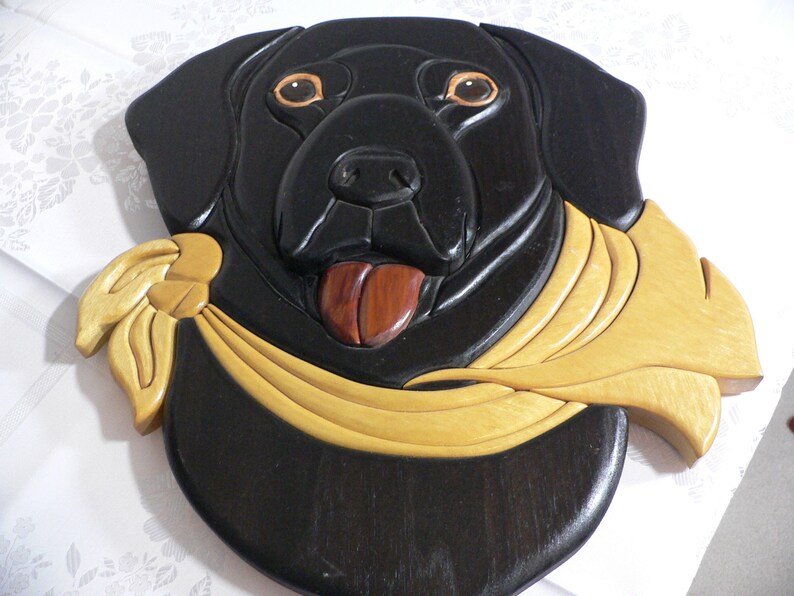 Vintage Black Labrador Retriever Intarsia Done to Original - Etsy