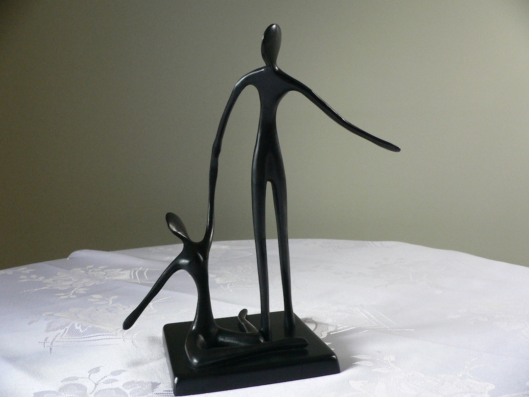Vintage Modernist Bodrul Khalique Bronze Painted Black Ballet Dancers ...