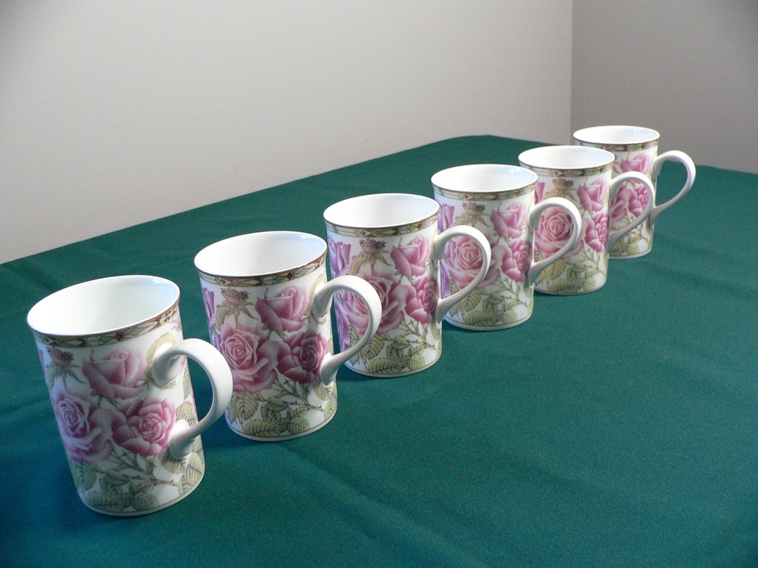 Vintage Royal Bone China Collector Series Coffee Tea Mugs in Roses ...