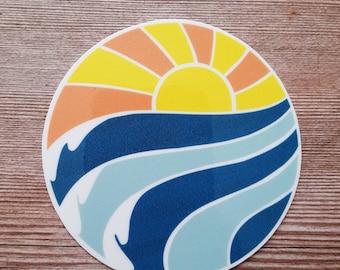 Beach Sunset Scene Vinyl Sticker 3 Waterproof Vinyl Sticker - Etsy