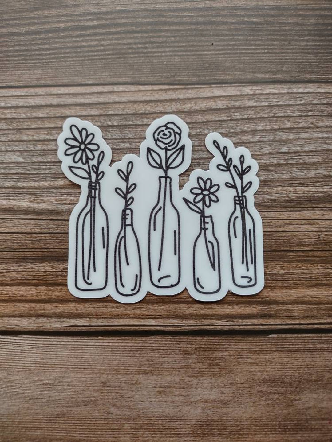 Flowers and Vases, Laminated Vinyl Sticker - Etsy