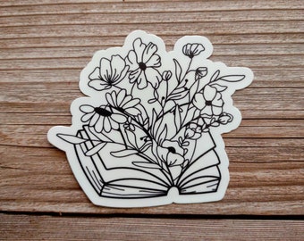Floral Book Stickers Sheet Flower Greenery Bloom Reading Watercolor ...