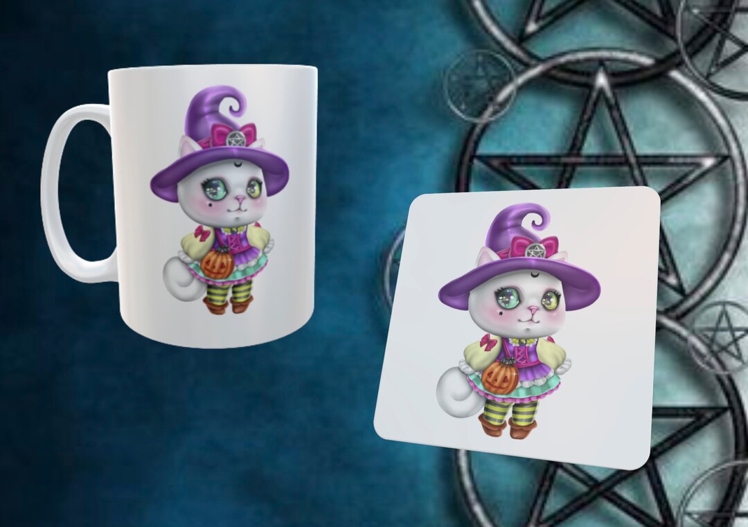 Pummy Kitty Style 1 Witches Collection Glossy Mug, Coaster or Set of ...
