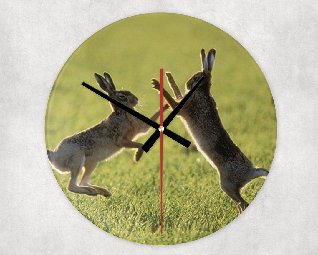 Hare Clock - Pre-printed - Custom 20cm/30cm - Battery Operated Glass ...