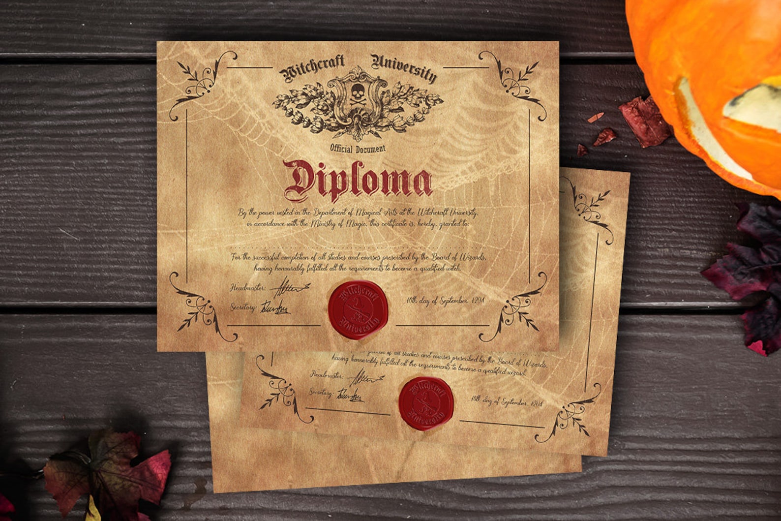 Witches & Wizards Novelty Diplomas From the Ministry of Magic - Printed ...