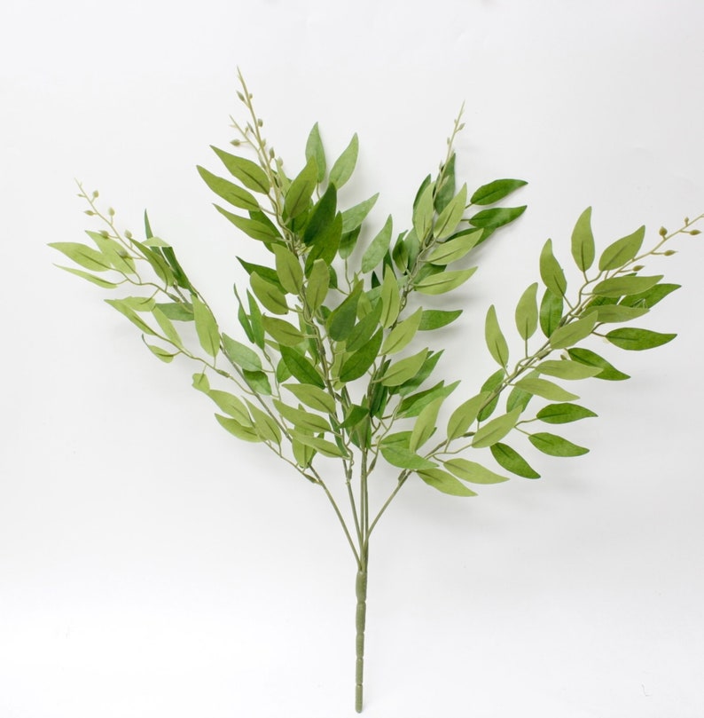 Artificial Willow Leaf Bush (set of 2): Rustic Metallic Floral Spray - Etsy