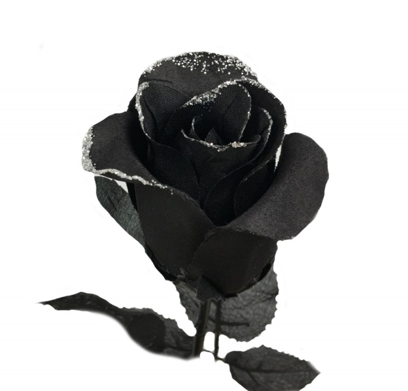 Pack of 20 Long Stem Black Rose With Glitter Trim Centerpiece - Etsy