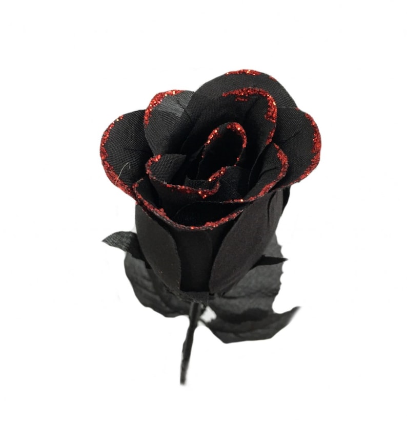 Pack of 20 Long Stem Black Rose With Glitter Trim Centerpiece - Etsy