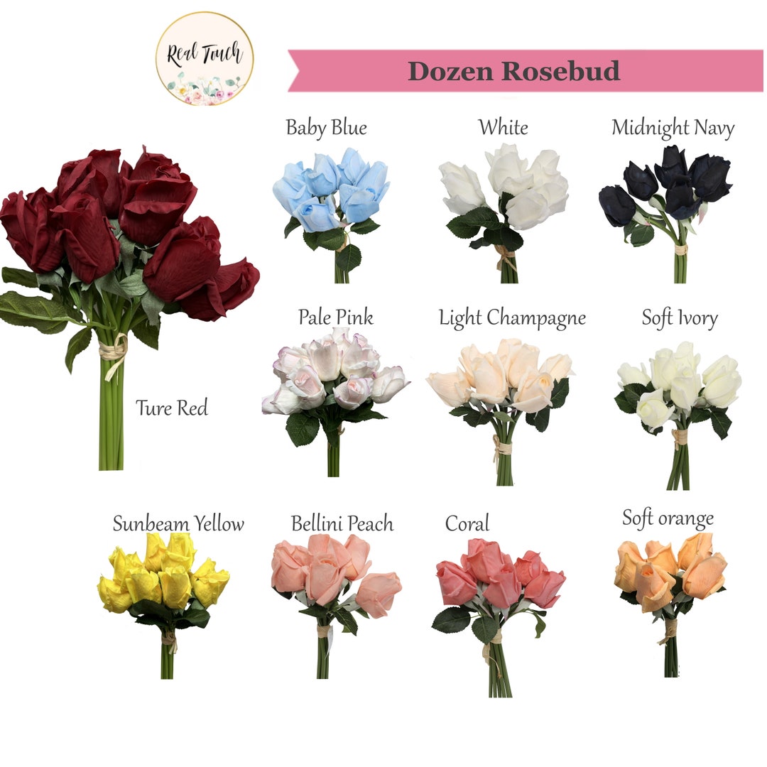 1dozen -rose Bundle Real Touch Rosebud Flexible Stem DIY Bouquet ...