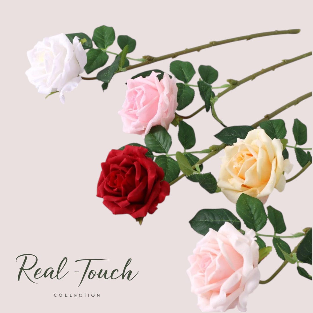 Pack of 6-quality Real Touch Artificial Rose-elegant Red-17inch Long - Etsy