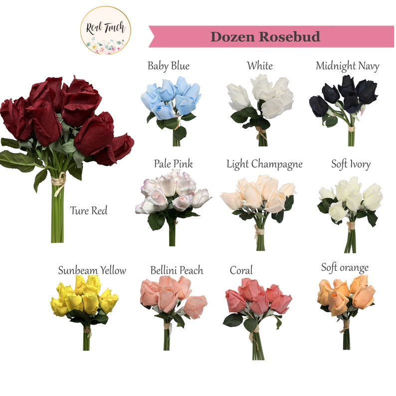 Real Touch Rosebud Bundle: Carpi Blue, Coral, Pink, Navy, Peach, Orange ...
