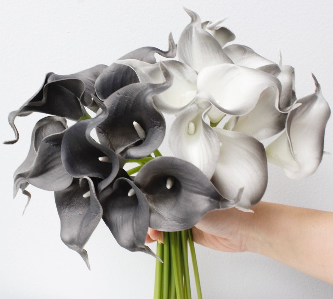10-stem Pack-real Touch Calla Lily Bundle: Grey Corsage Boutonniere ...