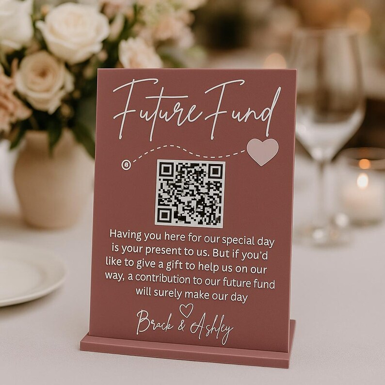 Custom Acrylic Wedding Future Fund Sign With QR Code - Etsy