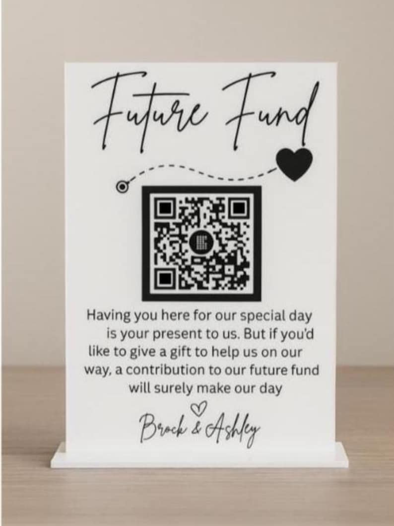 Custom Acrylic Wedding Future Fund Sign With QR Code - Etsy