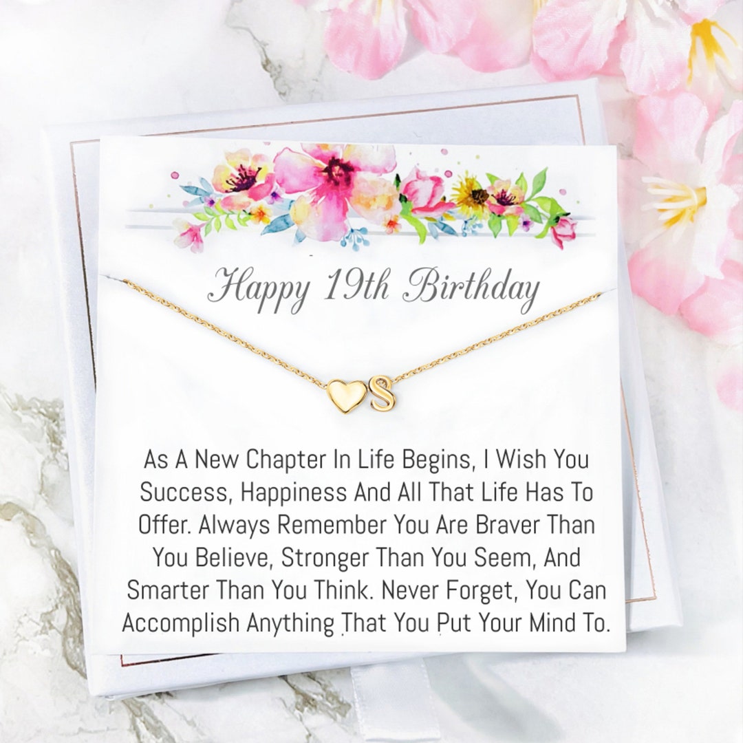 Personalized Initial 19th Birthday Girl Gift, 19th Birthday Necklace ...