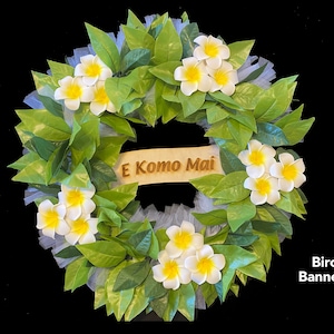 Hawaiian Welcome Wreath, Plumeria Wreath, Centerpiece Wreath, Hawaiian ...
