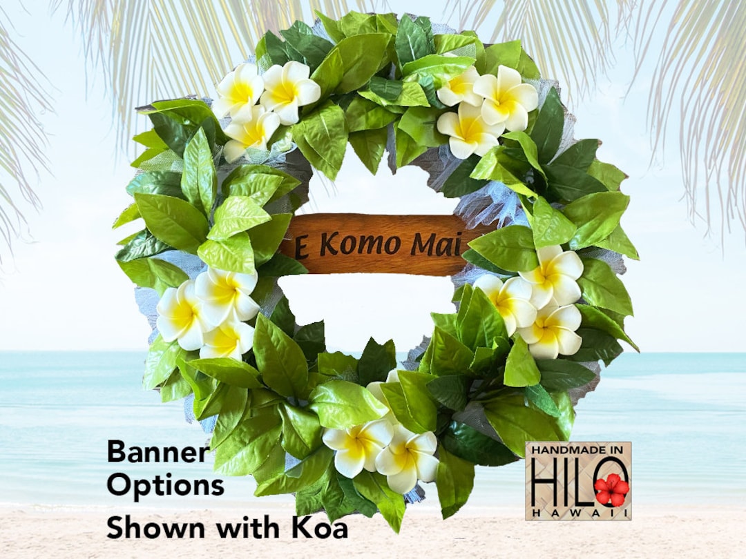 Hawaiian Welcome Wreath, Plumeria Wreath, Centerpiece Wreath, Hawaiian ...