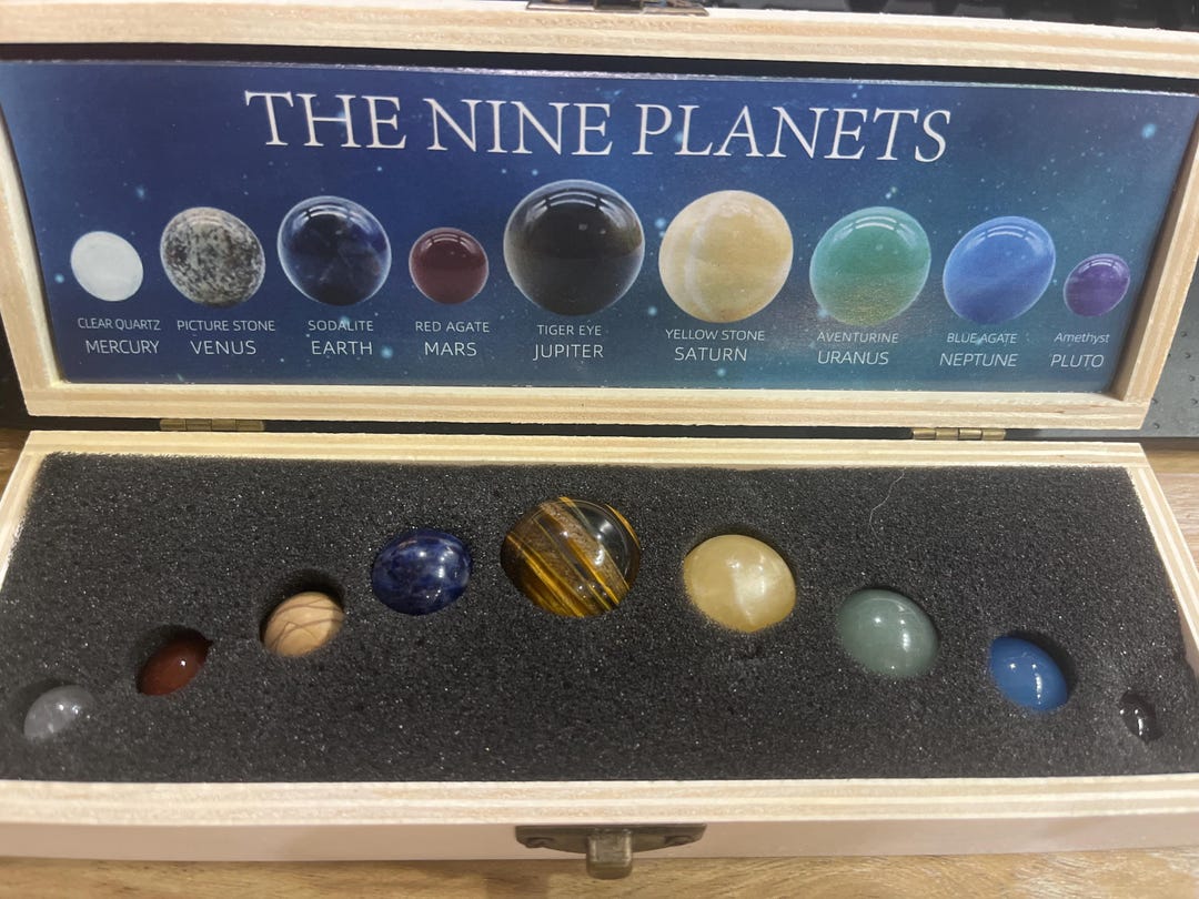 Solar System Gemstone Spheres - Nine Planet Set, Birch Wood Box - Etsy