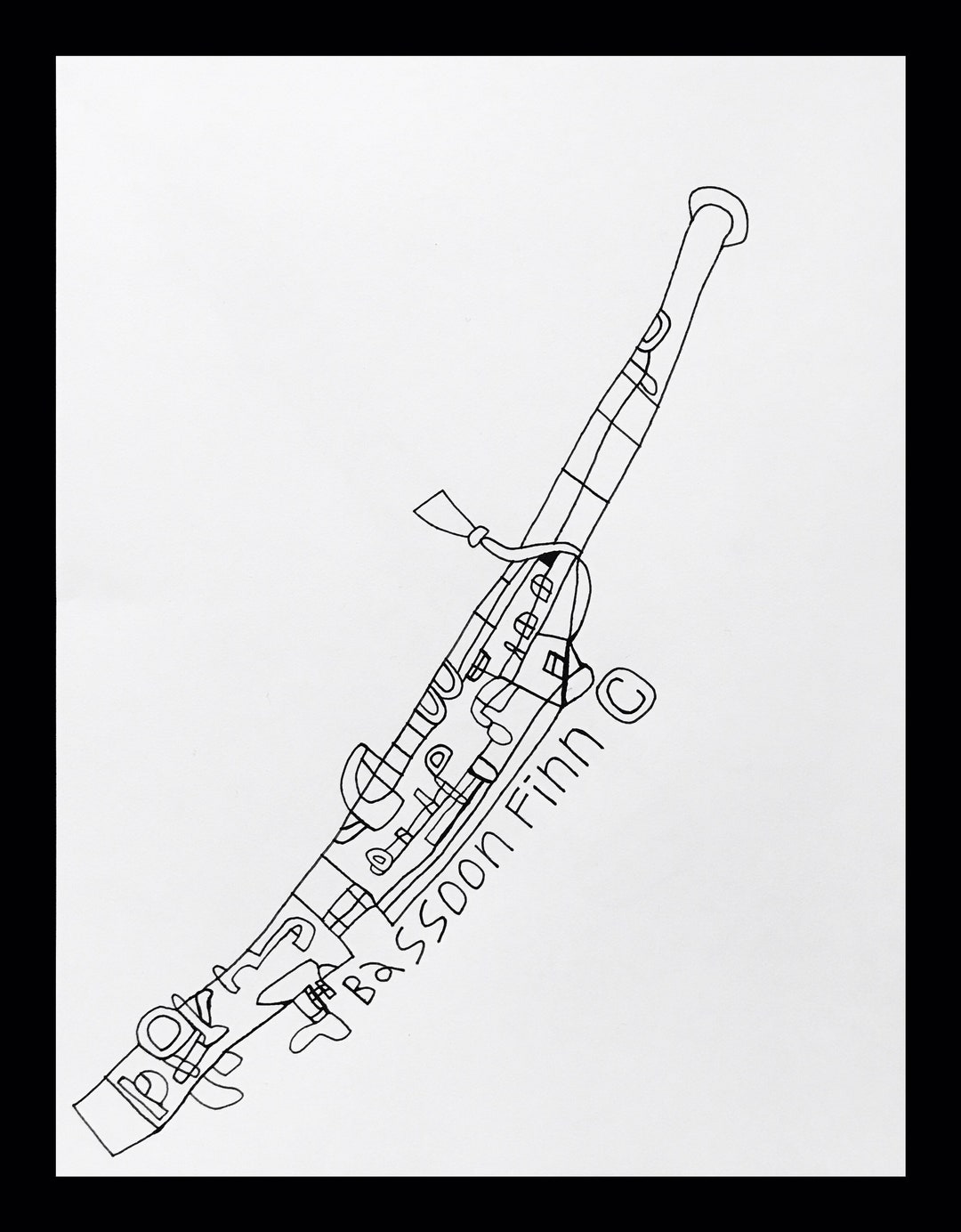 Bassoon 8 1/2 X 11 Framed Print From Original Ink Drawing From ...