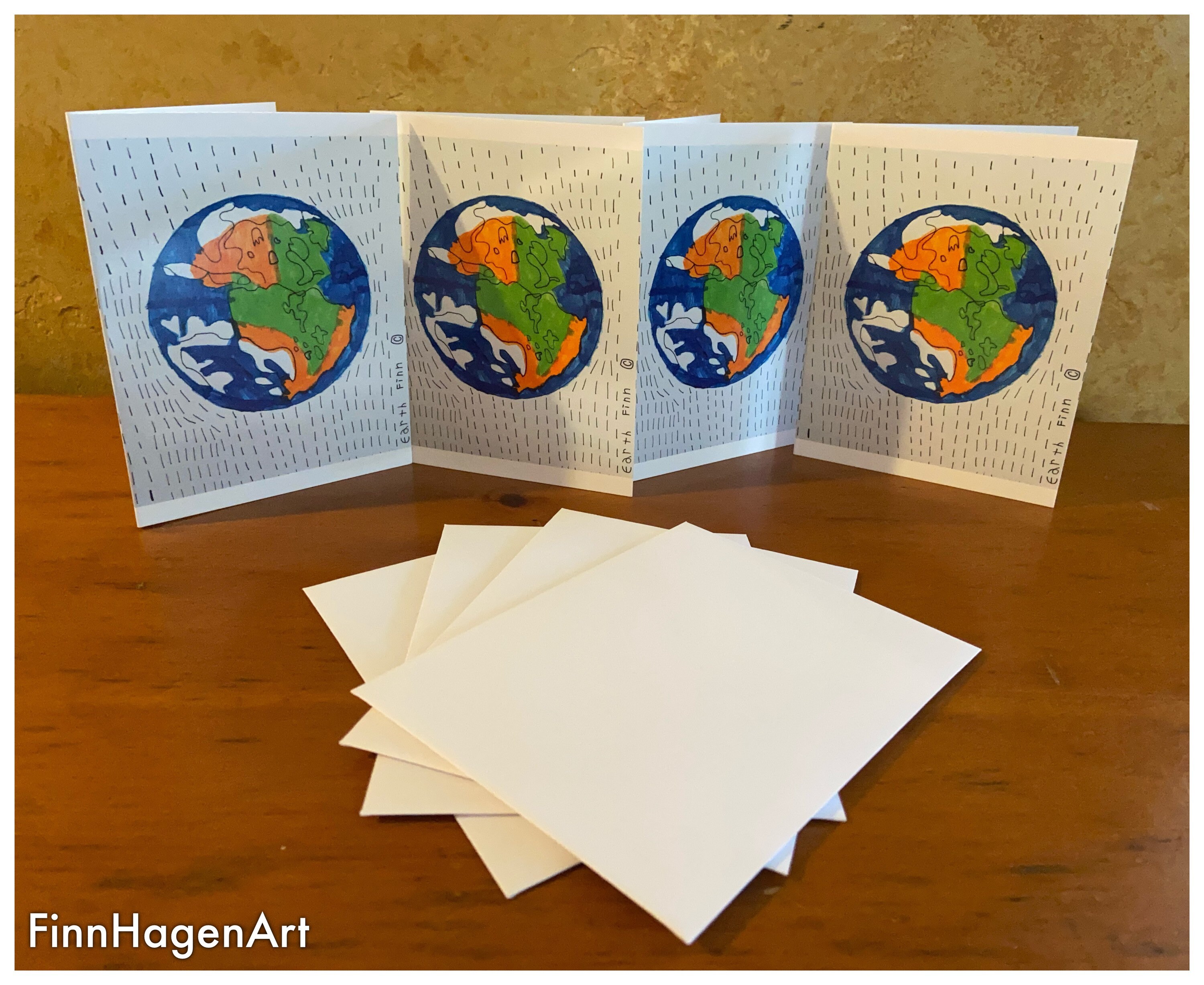 Earth Greeting Cards Original Design Earth Blank Note Cards by Finn ...