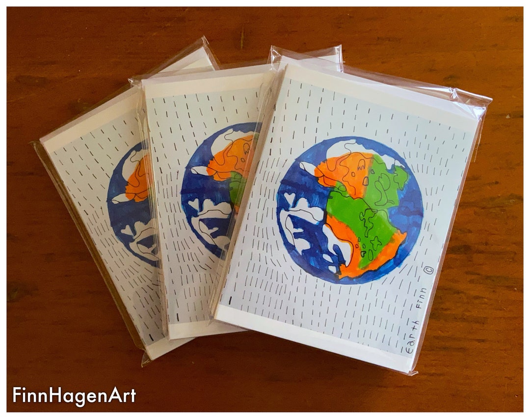Earth Greeting Cards Original Design Earth Blank Note Cards by Finn ...