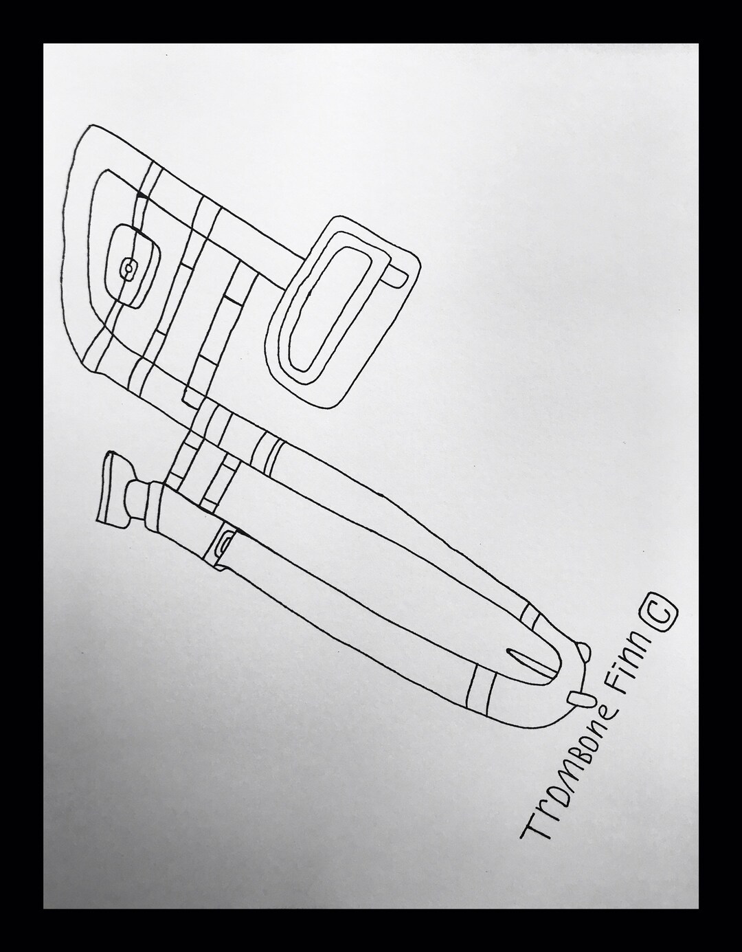 Trombone 8 1/2 X 11 Framed Print From Original Ink Drawing From ...
