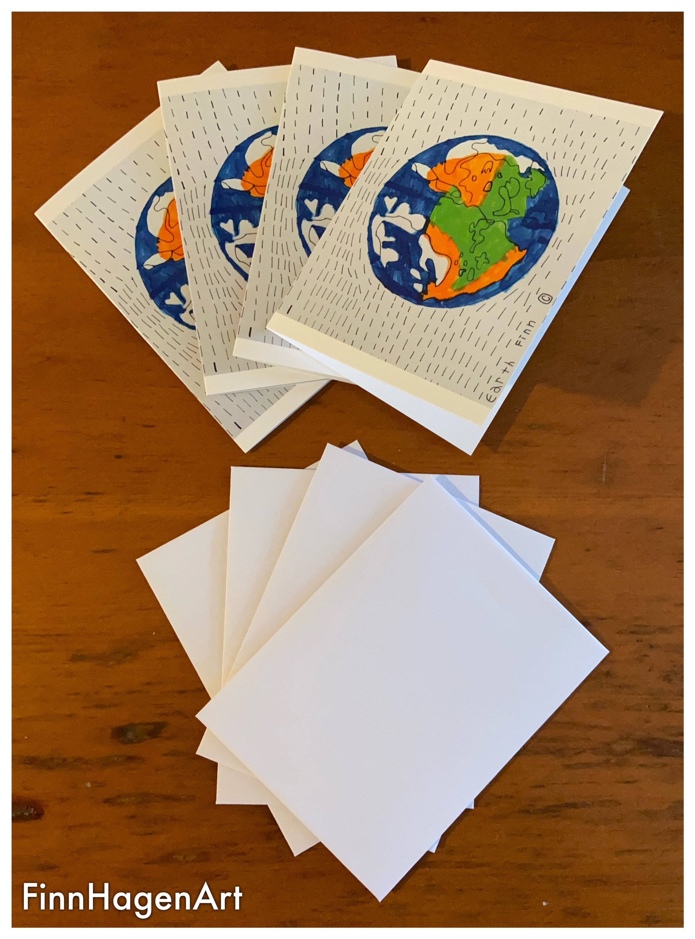 Earth Greeting Cards Original Design Earth Blank Note Cards by Finn ...