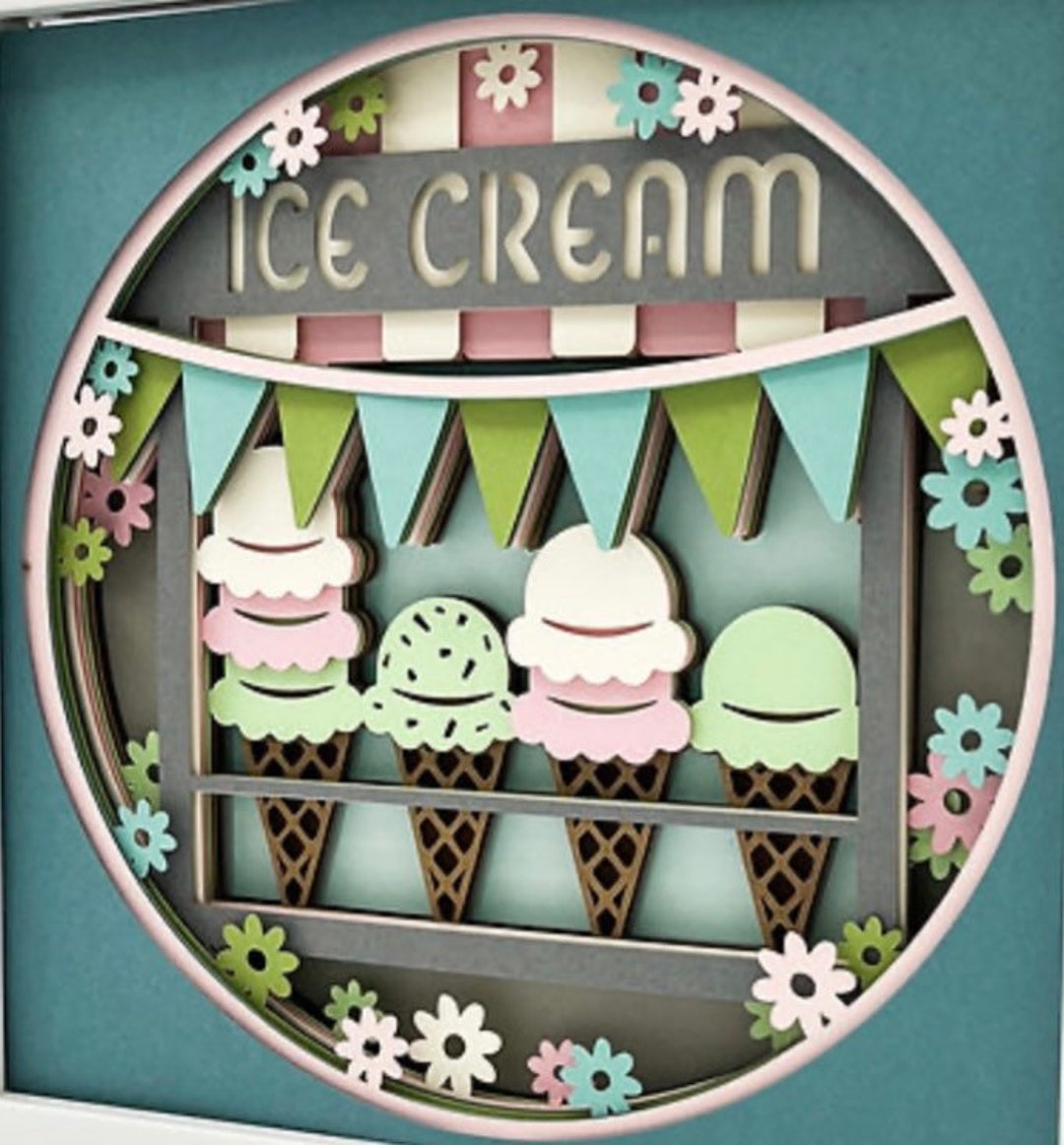 3D Ice Cream Shadowbox - Etsy