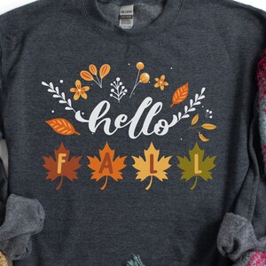 Cute Hello Fall Shirt, Funny Ladies T-shirt, Autumn Leaves Season ...