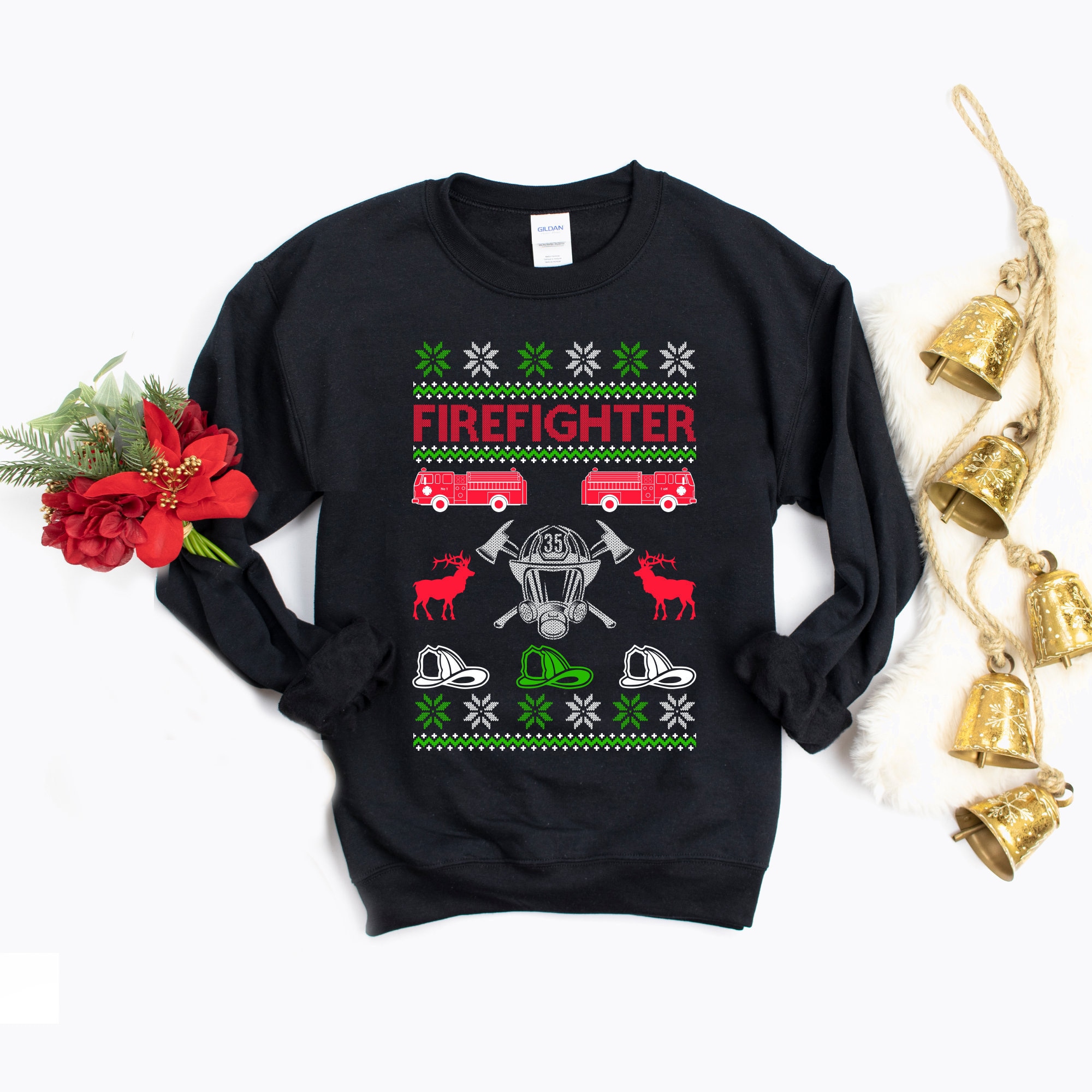 Christmas Firefighter / Fireman Ugly Christmas Sweater / Fire Fighting ...