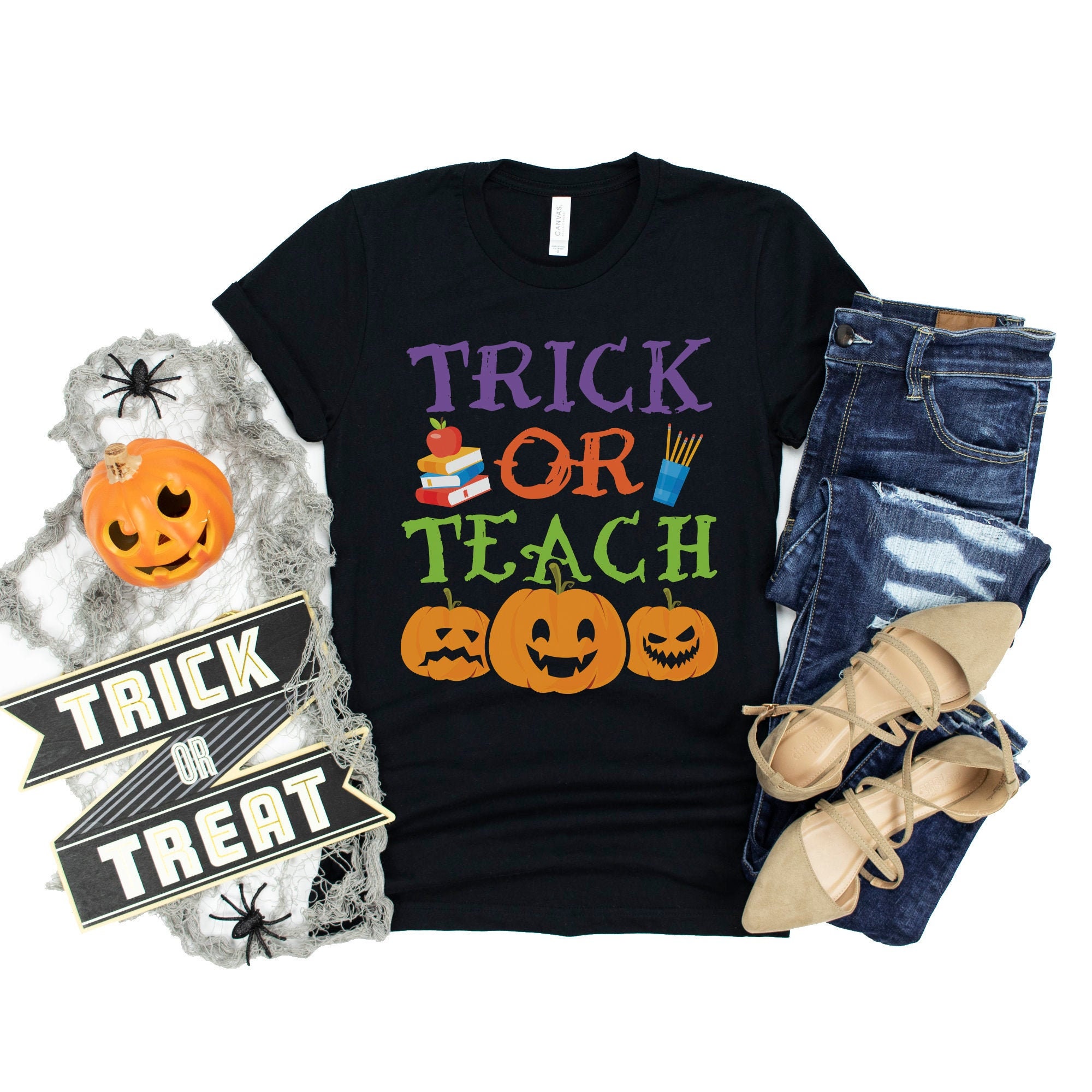 Funny Halloween Trick or Teach Shirt Happy Halloween - Etsy