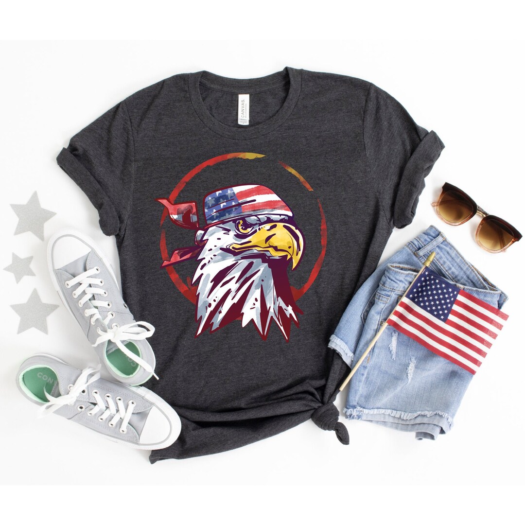 American Flag Bandana Bald Eagle Fourth of July Shirt | Red White Blue ...