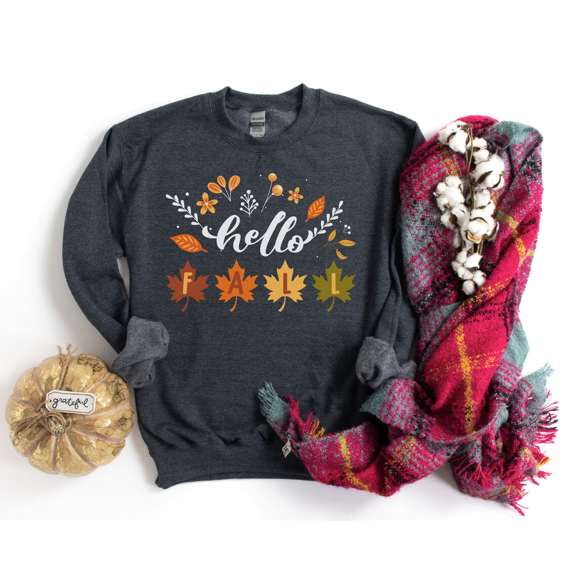 Cute Hello Fall Shirt, Funny Ladies T-shirt, Autumn Leaves Season ...