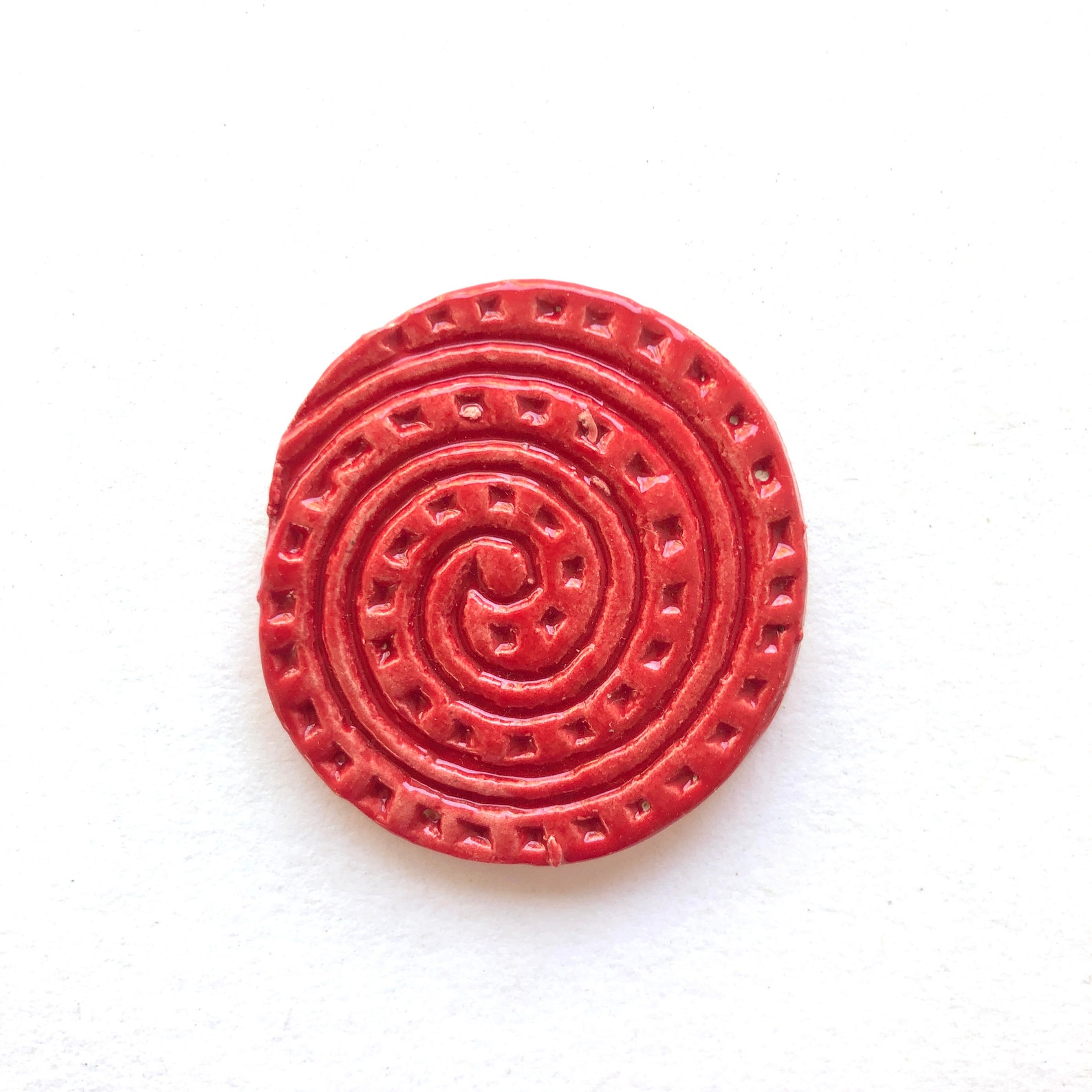 Handmade Ceramic Circle Tile With a Swirl for Use in Mosaics or Other ...