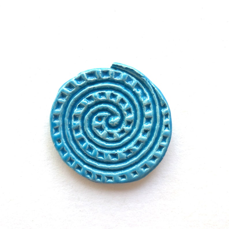 Handmade Ceramic Circle Tile With a Swirl for Use in Mosaics or Other ...