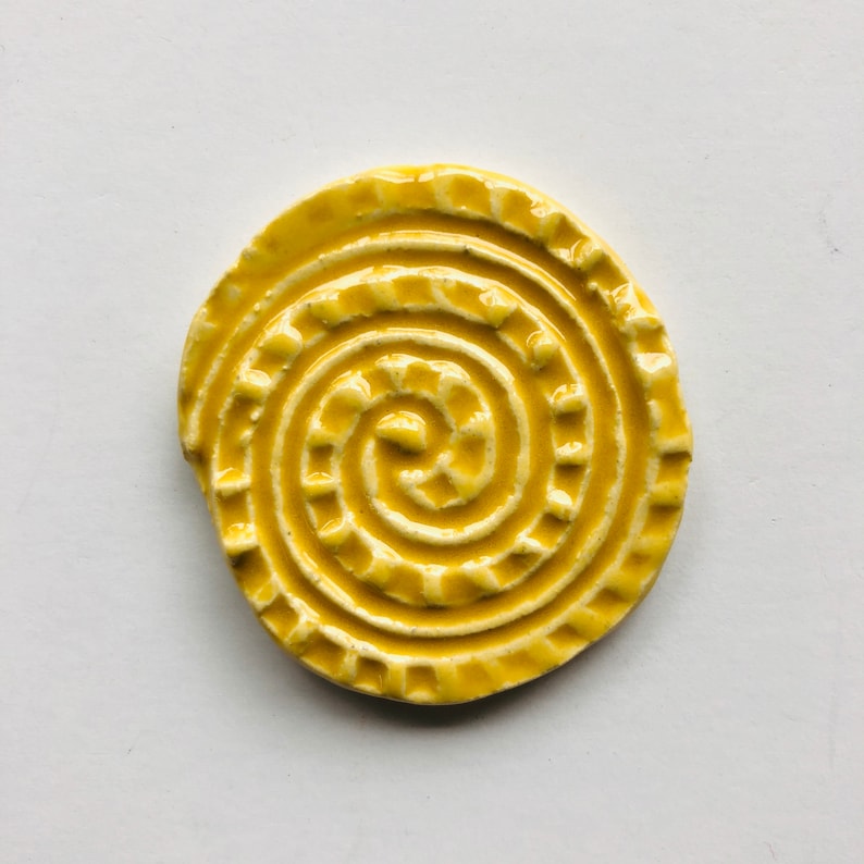 Handmade Ceramic Circle Tile with a Swirl for Use in Mosaics | Etsy