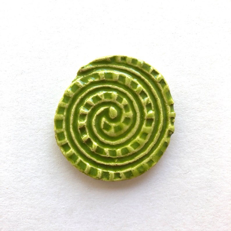 Handmade Ceramic Circle Tile With a Swirl for Use in Mosaics or Other ...
