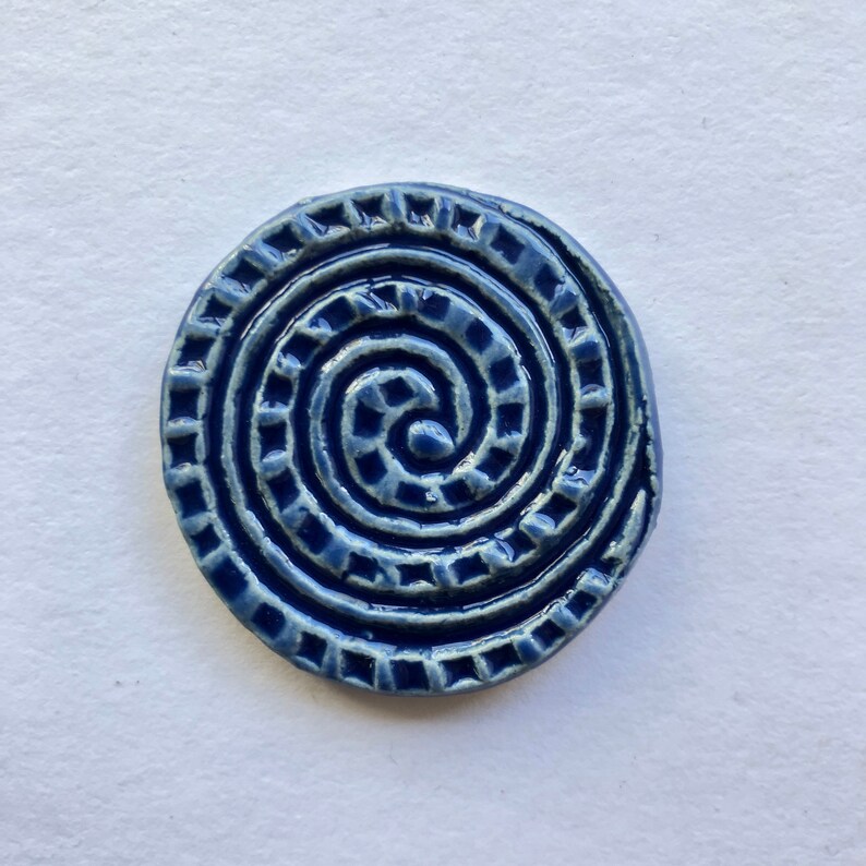 Handmade Ceramic Circle Tile With a Swirl for Use in Mosaics - Etsy