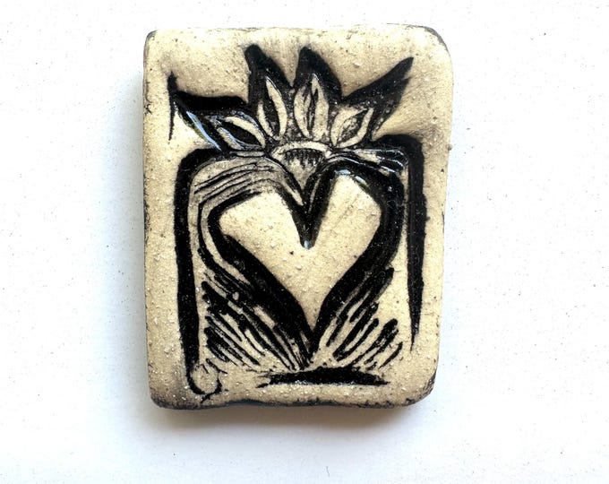 Flaming Heart Ceramic Tile for Use in Mosaics/craft Projects/handmade ...