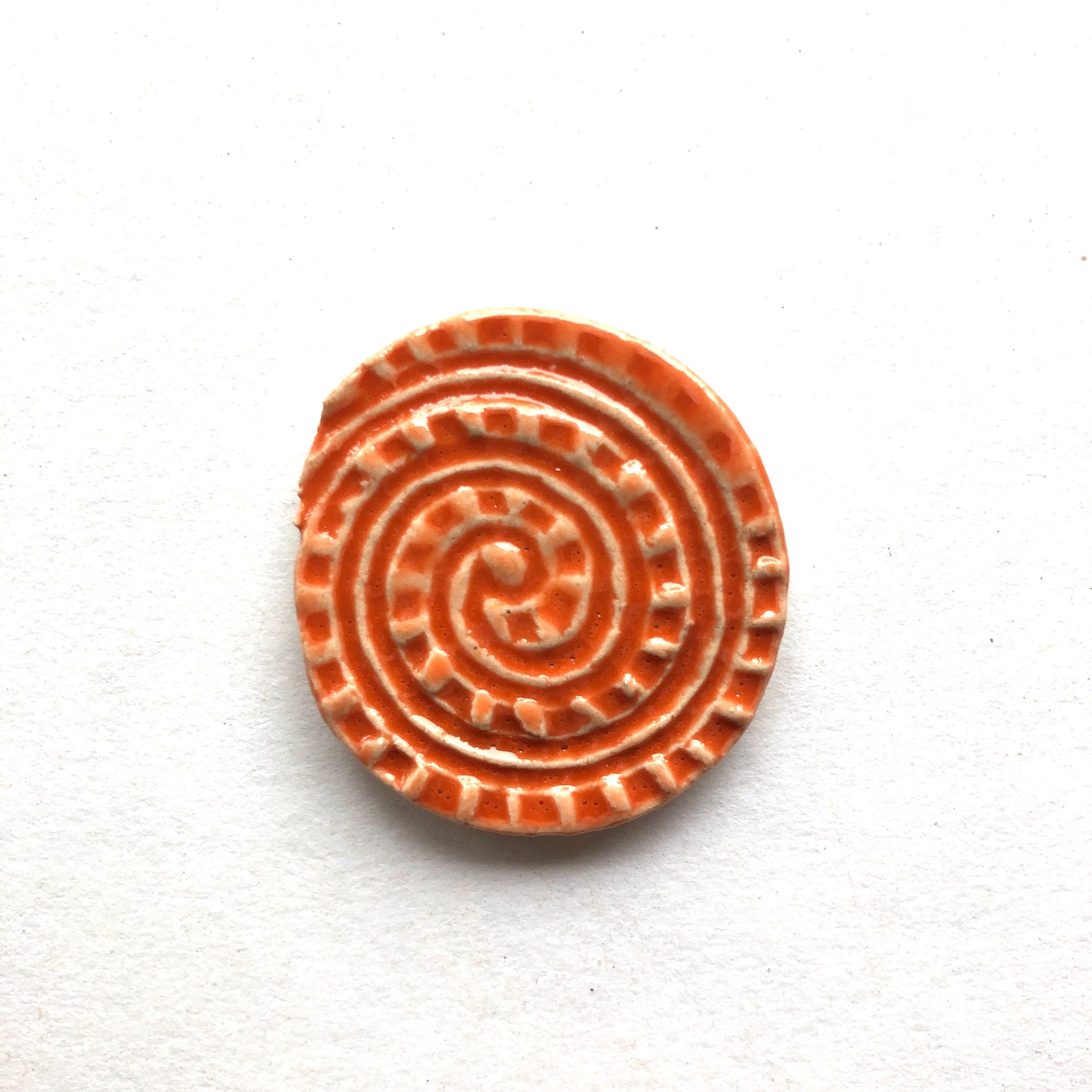 Handmade Ceramic Circle Tile With a Swirl for Use in Mosaics - Etsy